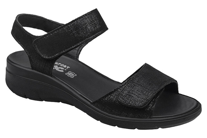 Włoskie Sandały IMAC 557410 H Czarne na rzepy Extra Wide | NeptunObuwie.pl