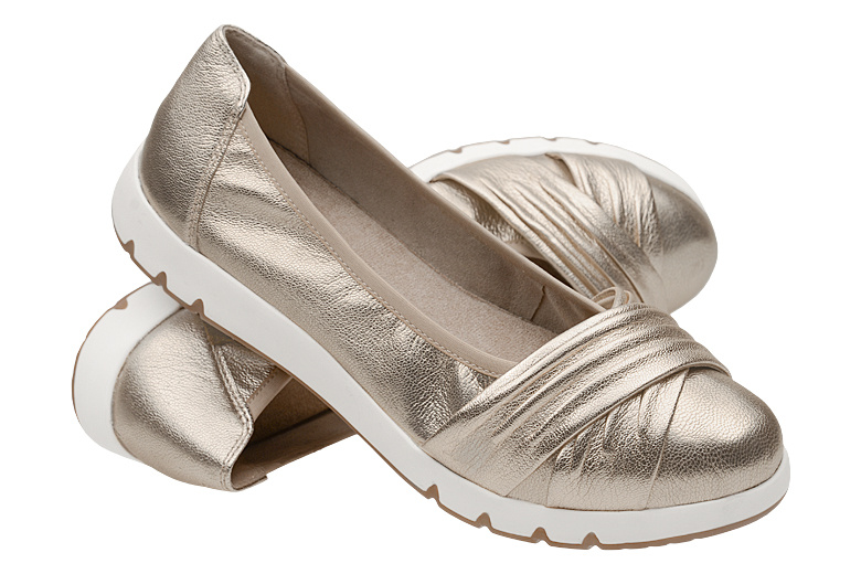 Balerinki CAPRICE 9-22118-959 H Platynowe Złote | NeptunObuwie.pl